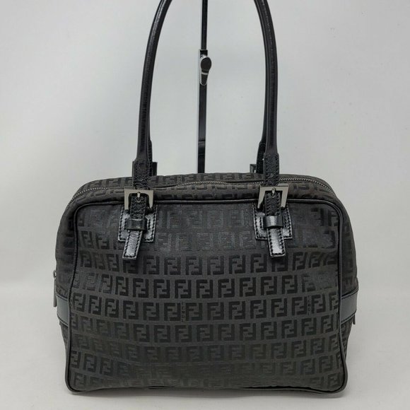 Fendi | Bags | Authentic Fendi Zuccino Black Ff Shoulder Tote Bag ...